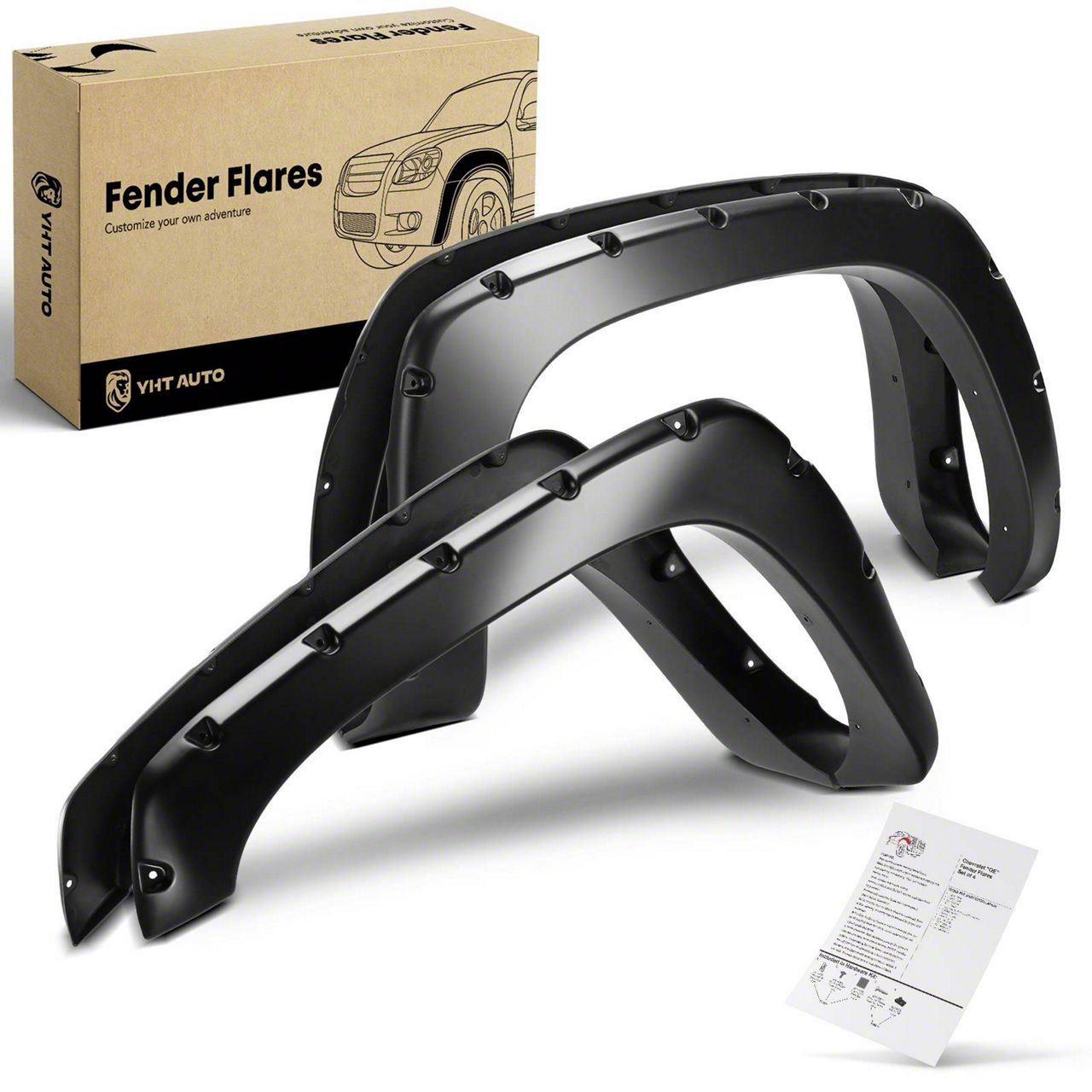 Silverado 1500 Pocket Rivet Style Fender Flares; Black (99-06 Silverado ...