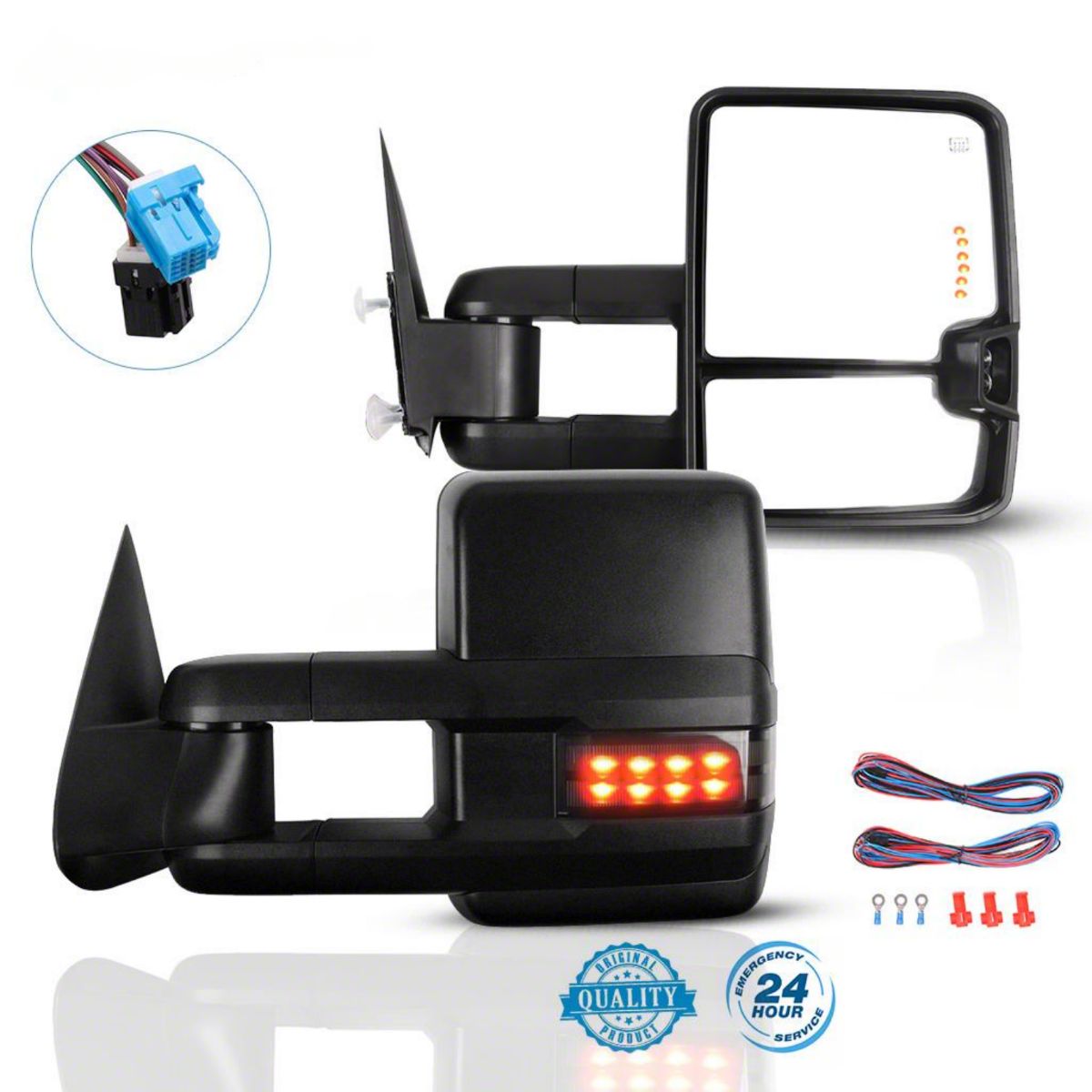 Silverado 1500 Power Heated Manual Telescoping Towing Mirrors with LED ...