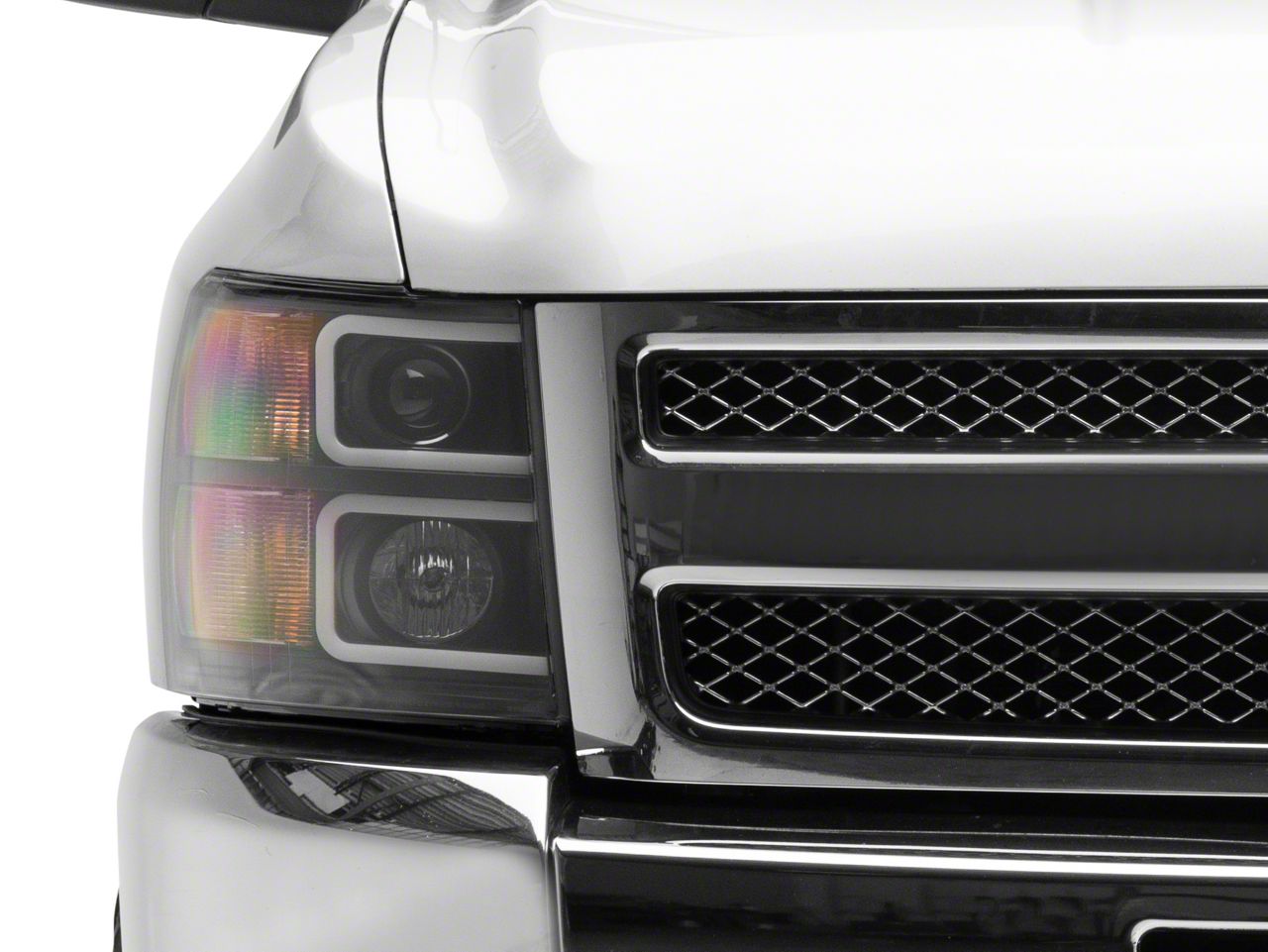 Silverado 1500 Projector Headlight; LED DRL; Black (07-13 Silverado 1500)