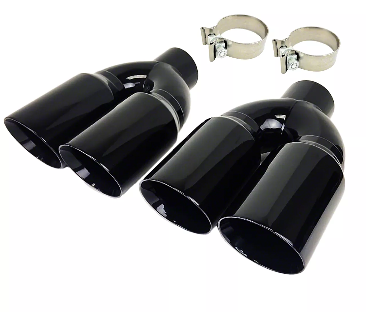 Silverado 1500 Quad Staggered Slant Cut Exhaust Tips; 4-Inch; Gloss ...