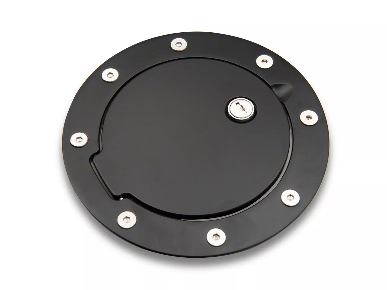Silverado 1500 Race Style Billet Locking Fuel Door; Gloss Black (14-18 ...