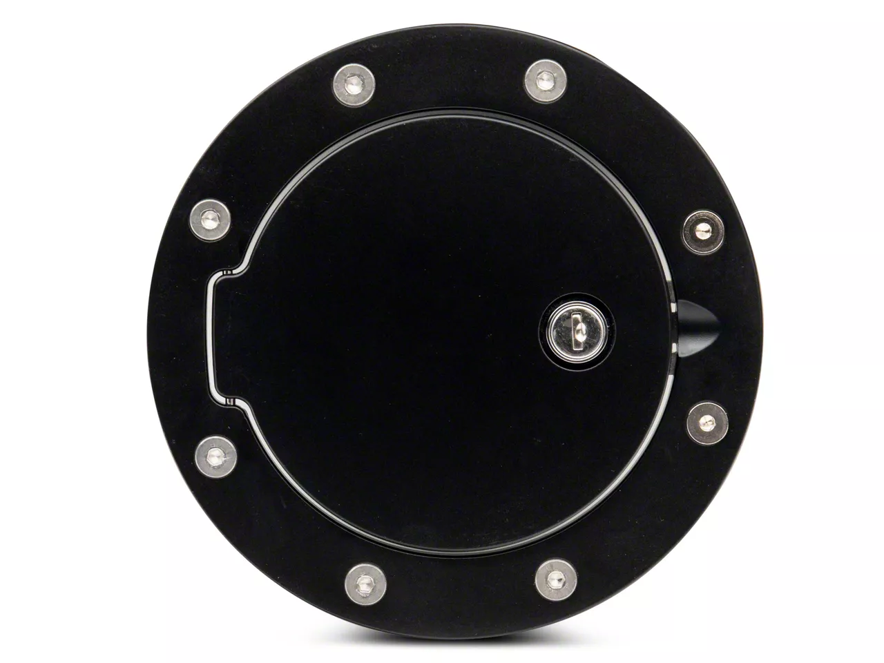 Silverado 1500 Race Style Billet Locking Fuel Door; Gloss Black (14-18 ...
