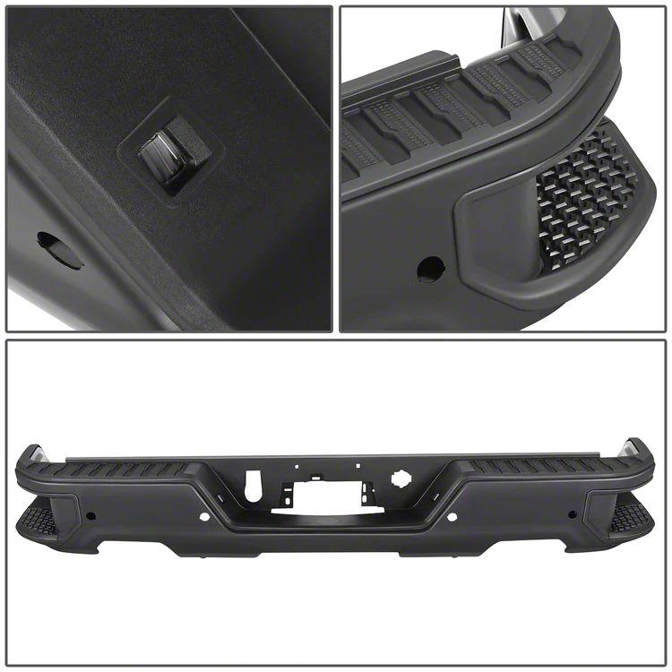 Silverado 1500 Rear Bumper; Pre-Drilled for Backup Sensors; Black (19 ...