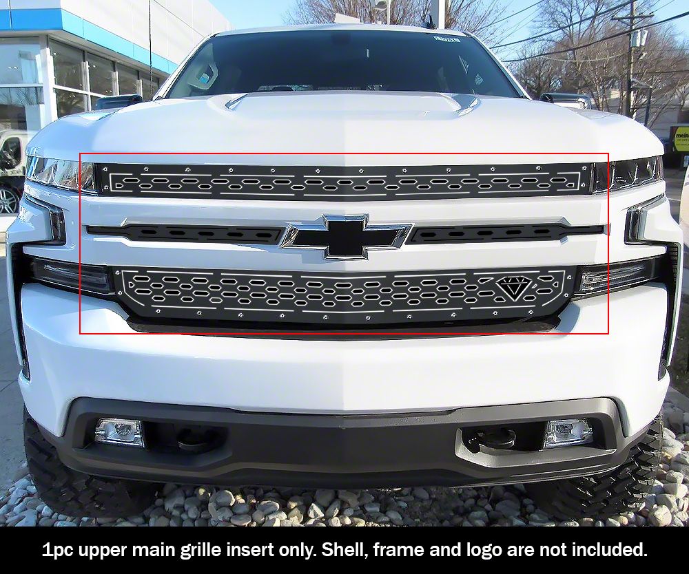 Silverado 1500 Rivet Upper Grille Insert; Black (19-21 Silverado 1500 ...