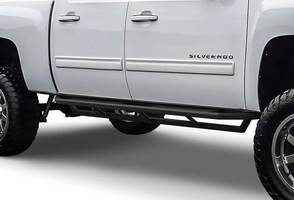 Silverado 1500 Rocker Armor Side Step Bars; Matte Black (04-06 Silverado 1500 Crew Cab)