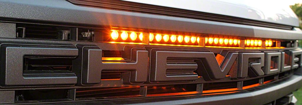 Silverado 1500 Single 30-Inch White LED Light Bar with Grille Mounting ...