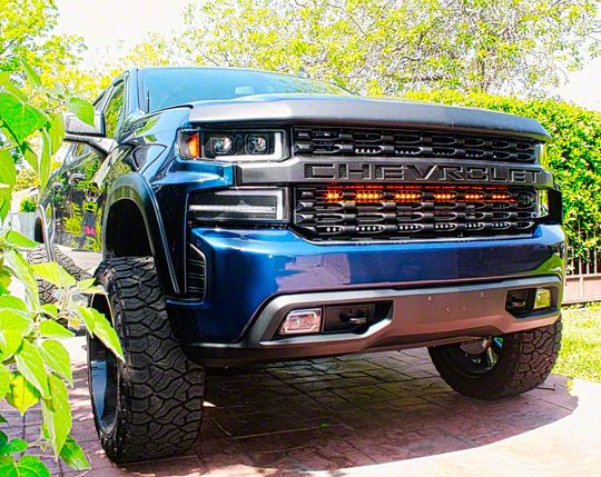 Silverado 1500 Single 40-Inch Amber LED Light Bar with Grille Mounting ...