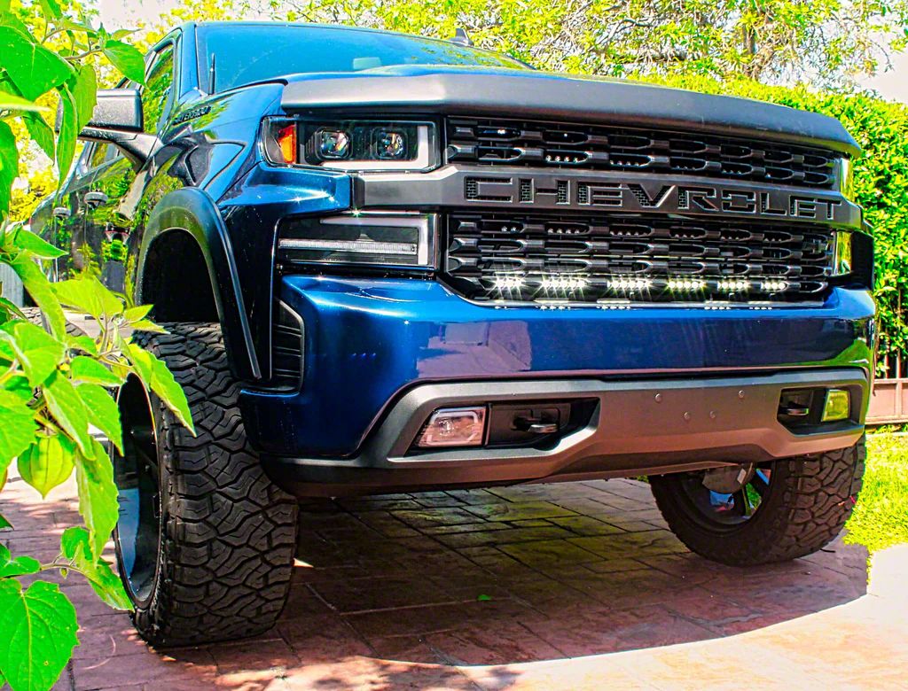 Silverado 1500 Single 40-Inch White LED Light Bar with Grille Mounting ...