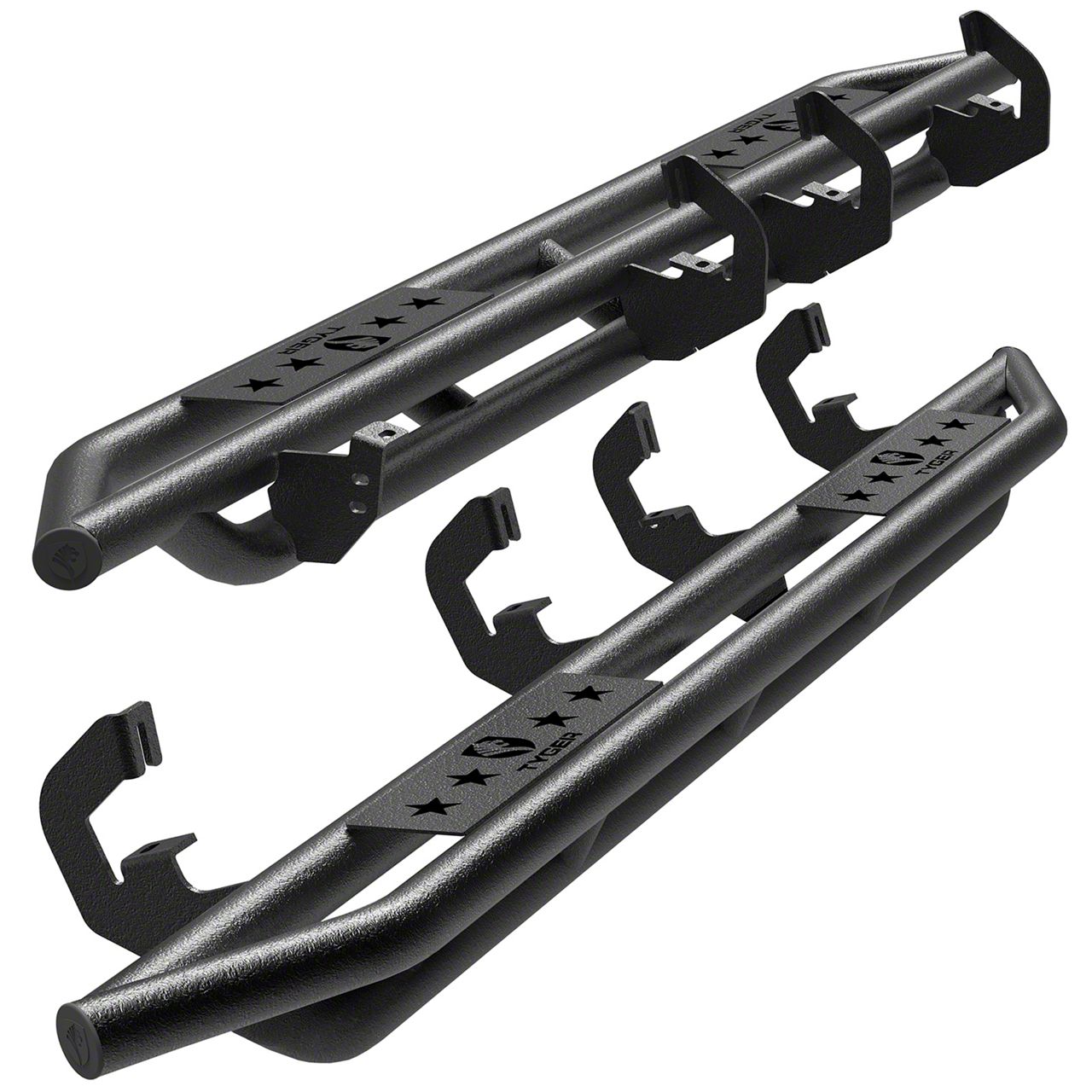 Silverado 1500 Star Armor Side Step Bars; Textured Black (07-18 Silverado 1500 Extended/Double ...
