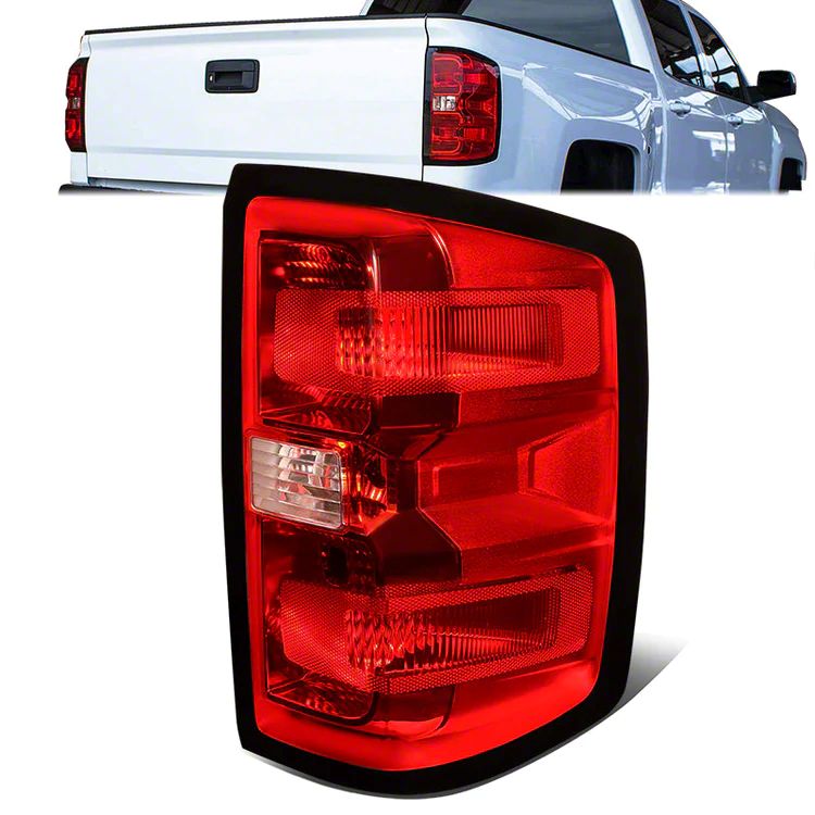 Silverado 1500 Tail Light Chrome Housing Red Lens Passenger Side 14