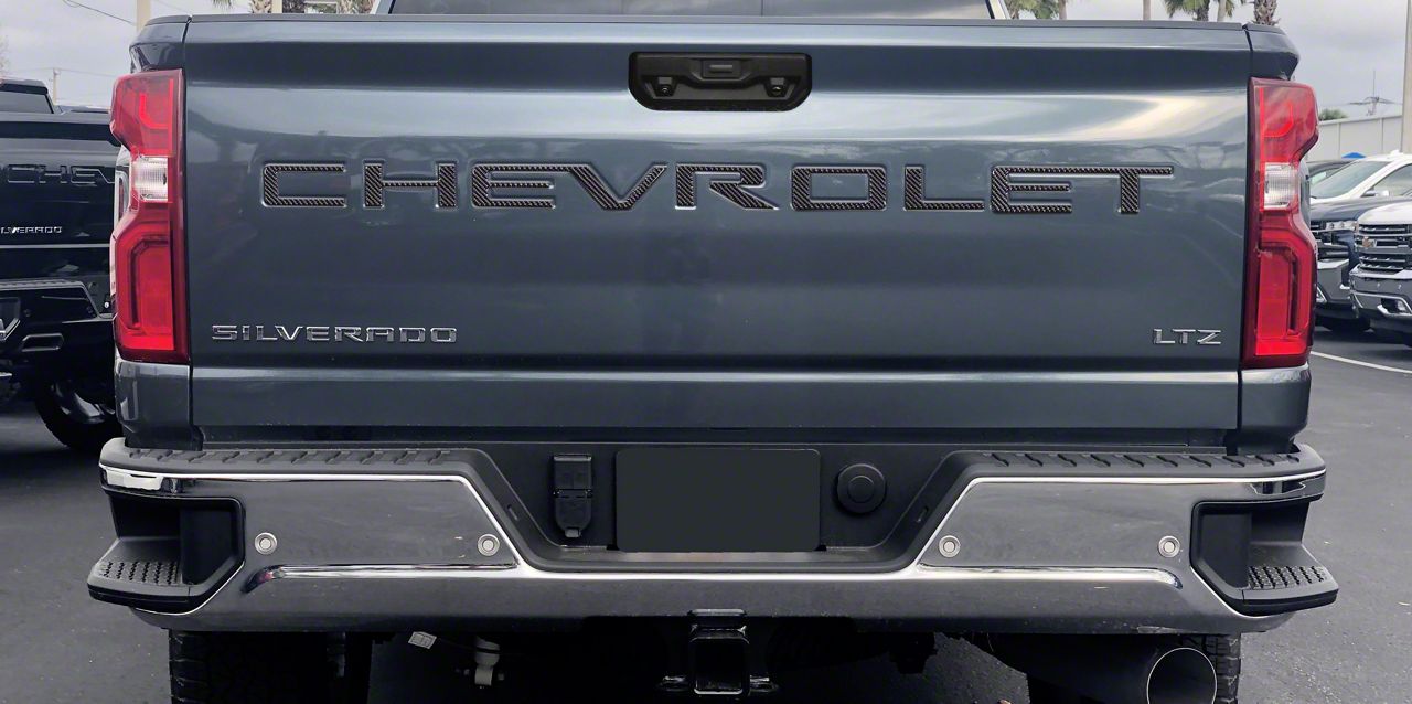 Silverado 1500 Tailgate Insert Letters; Domed Carbon Fiber (19-23 ...