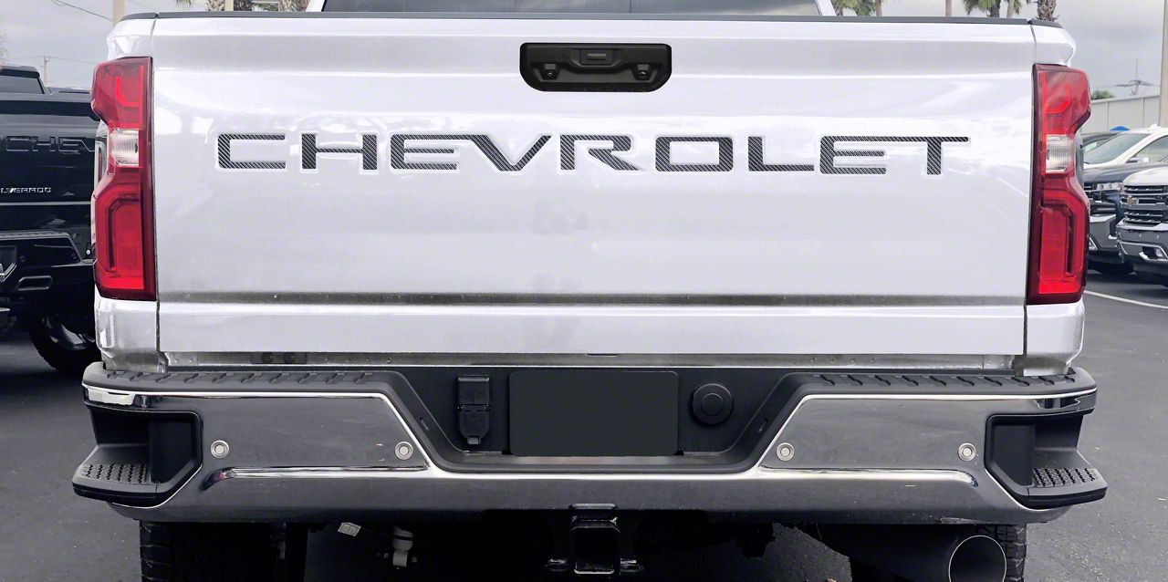 Silverado 1500 Tailgate Insert Letters; Raw Carbon Fiber (19-23 ...