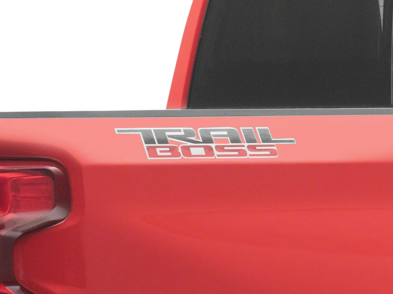 Silverado 1500 Trail Boss Decal; OEM Dark Gray/Red (19-26 Silverado ...