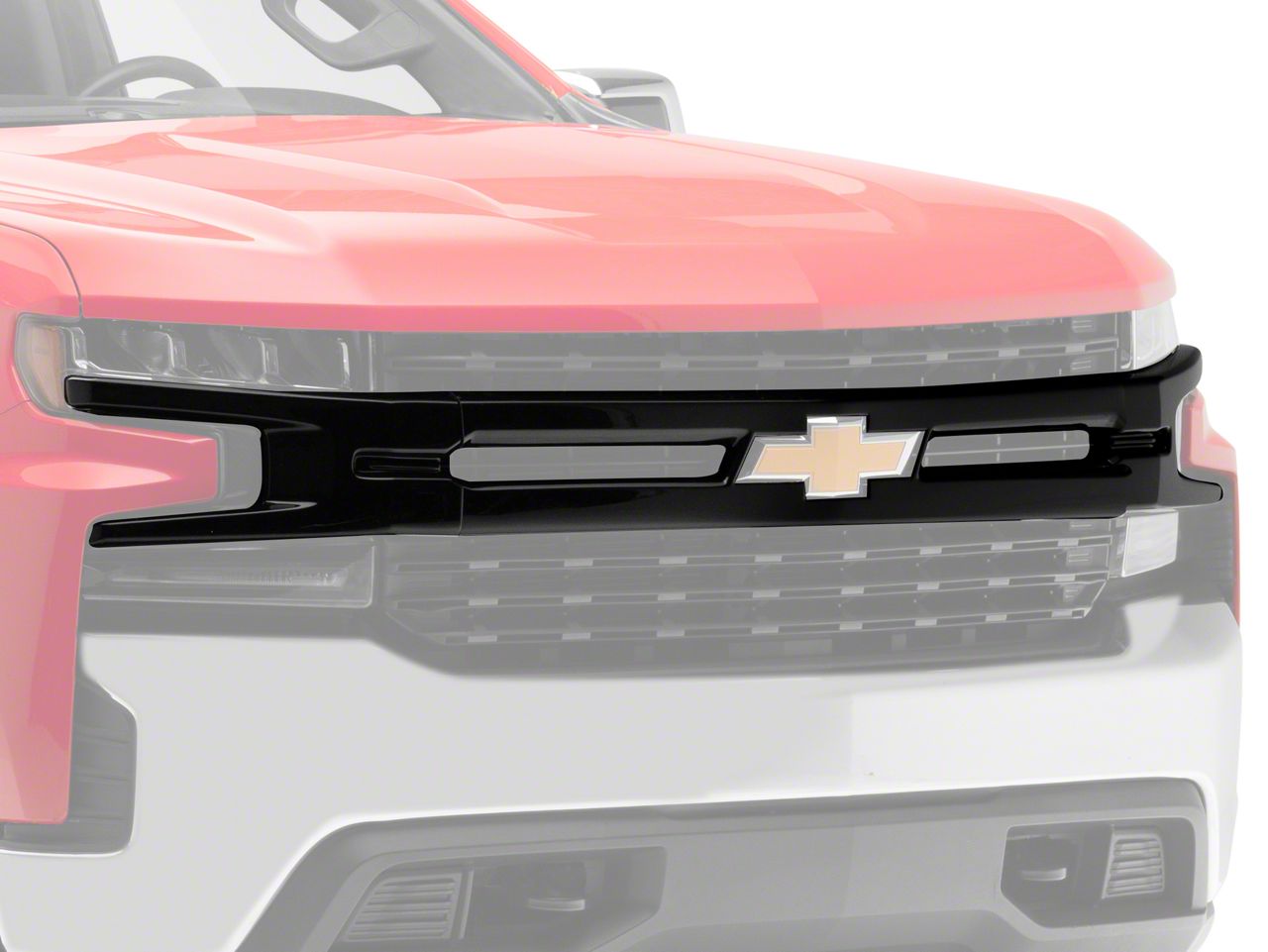 Silverado 1500 Upper Grille Overlay; Gloss Black (19-21 Silverado 1500 ...