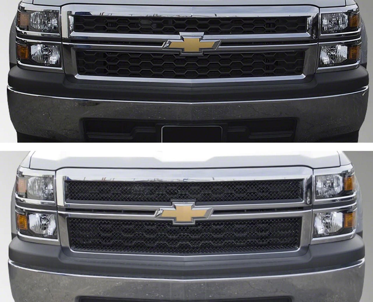 Silverado 1500 Chrome Delete Upper Overlay Grille; Gloss Black (14-15 ...