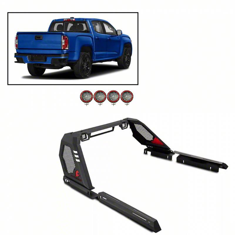 Silverado 1500 Vigor Roll Bar with 5.30-Inch Red Round Flood LED Lights ...