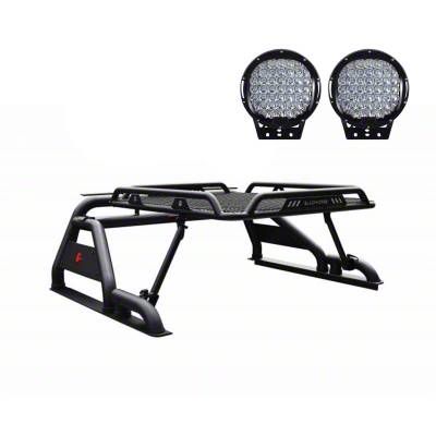 Silverado 1500 Warrior Roll Bar with 9-Inch Black Round LED Lights ...