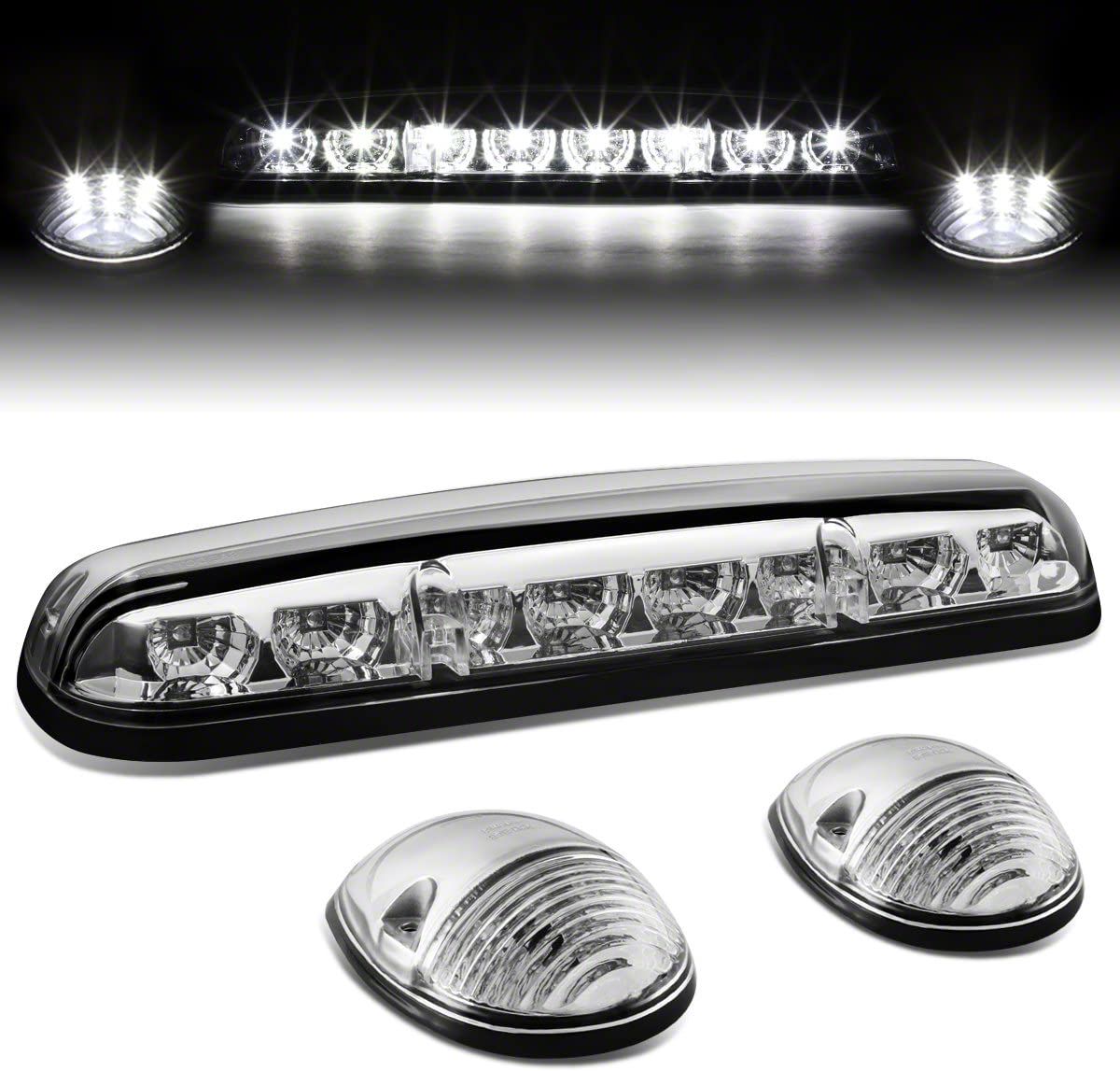Silverado 1500 White LED Roof Cab Lights; Chrome (02-06 Silverado 1500 ...
