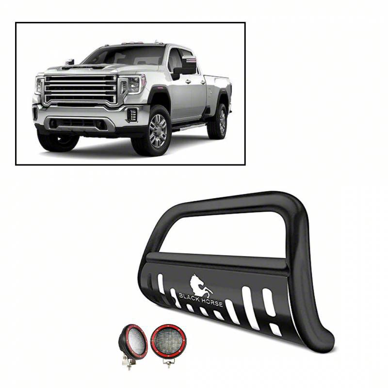 Silverado 2500 Bull Bar with 5.30-Inch Red Round Flood LED Lights ...