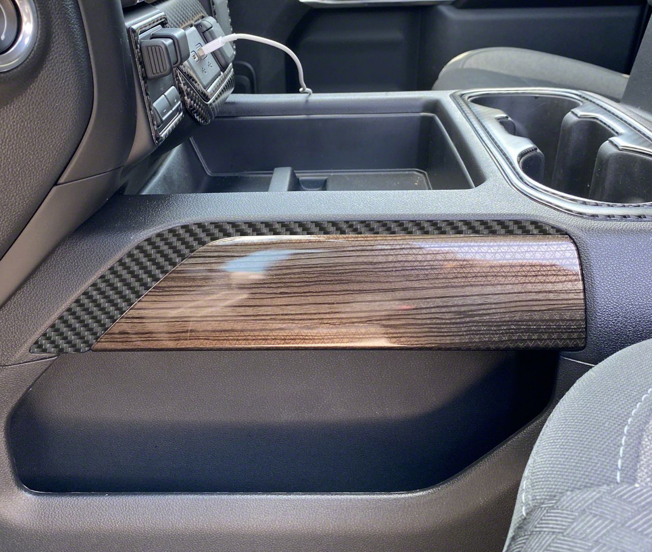 Silverado 2500 Center Console Accent Trim; Raw Carbon Fiber (20-24 ...