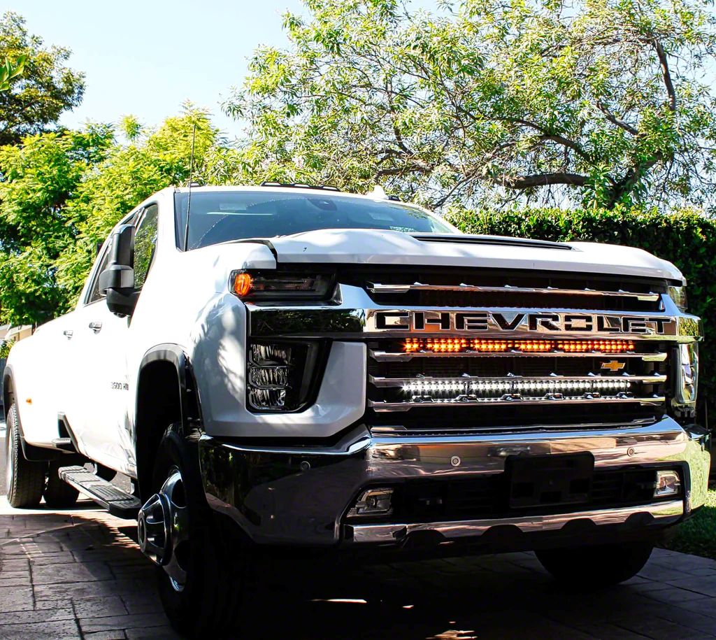 Silverado 2500 Dual 40-Inch White and Amber LED Light Bars with Grille ...