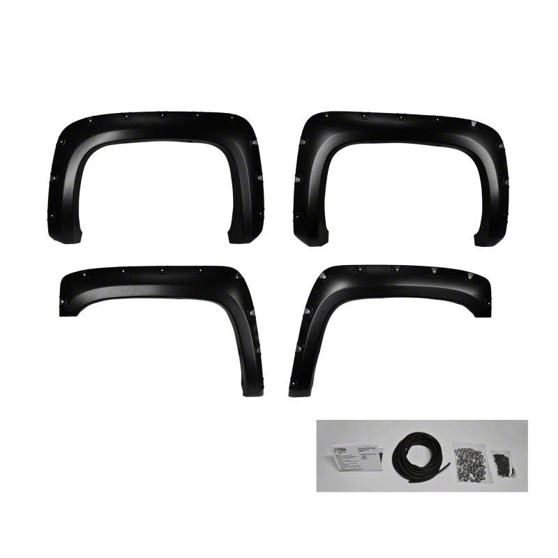 Silverado 2500 Pocket Rivet Style Fender Flares; Black (07-14 Silverado ...