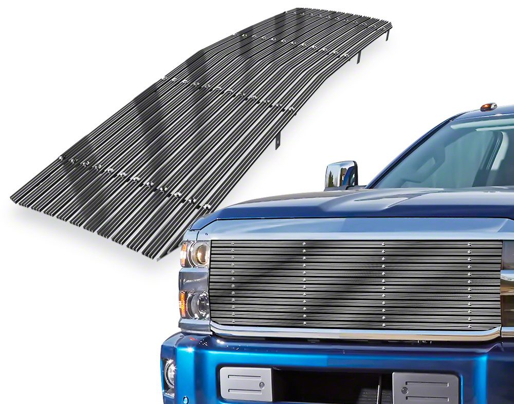 Silverado 2500 Rugged Billet Upper Grille Insert; Polished (15-19 ...