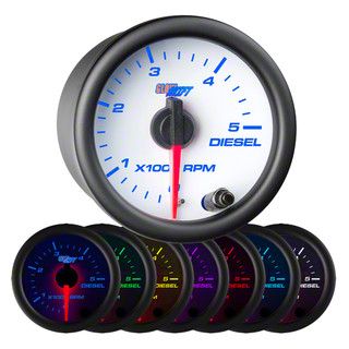 Silverado 3500 2-Inch Diesel Tachometer Gauge; White 7 Color (Universal ...