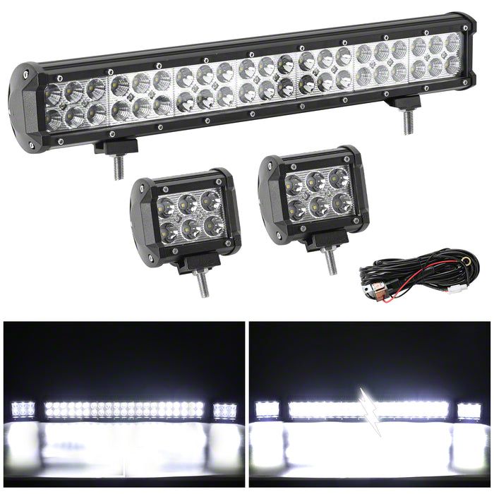 Silverado 3500 20-Inch LED Light Bar and 4-Inch LED Light Pod Combo Kit ...