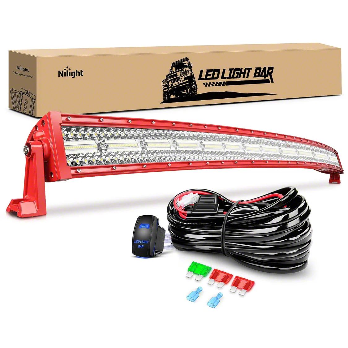 Silverado 3500 50-Inch Triple Row LED Light Bar with Red Shell; Flood/Spot Combo (Universal ...