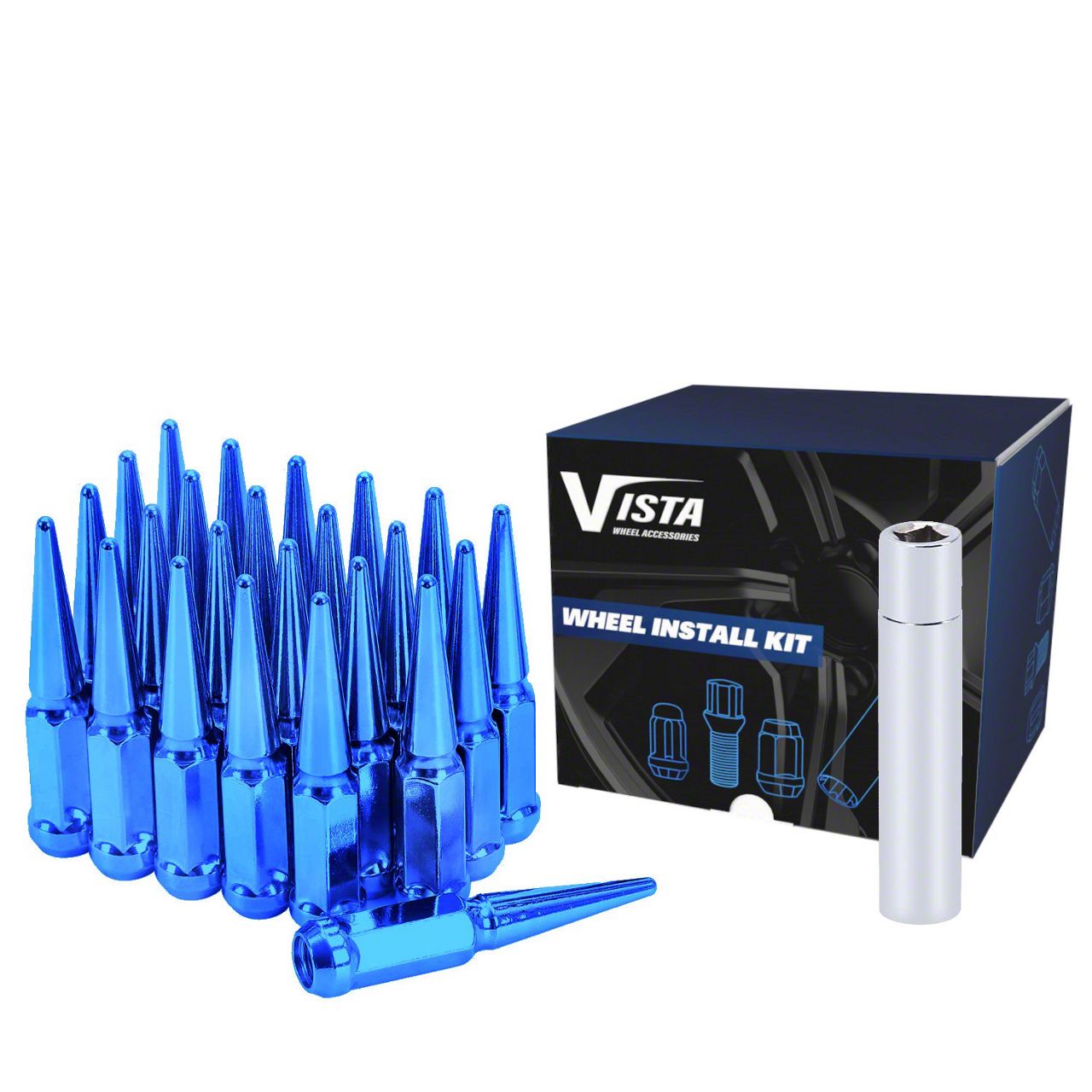 Silverado 3500 Blue Spike Lug Nuts for Aftermarket Wheels; M14x1.5; Set ...