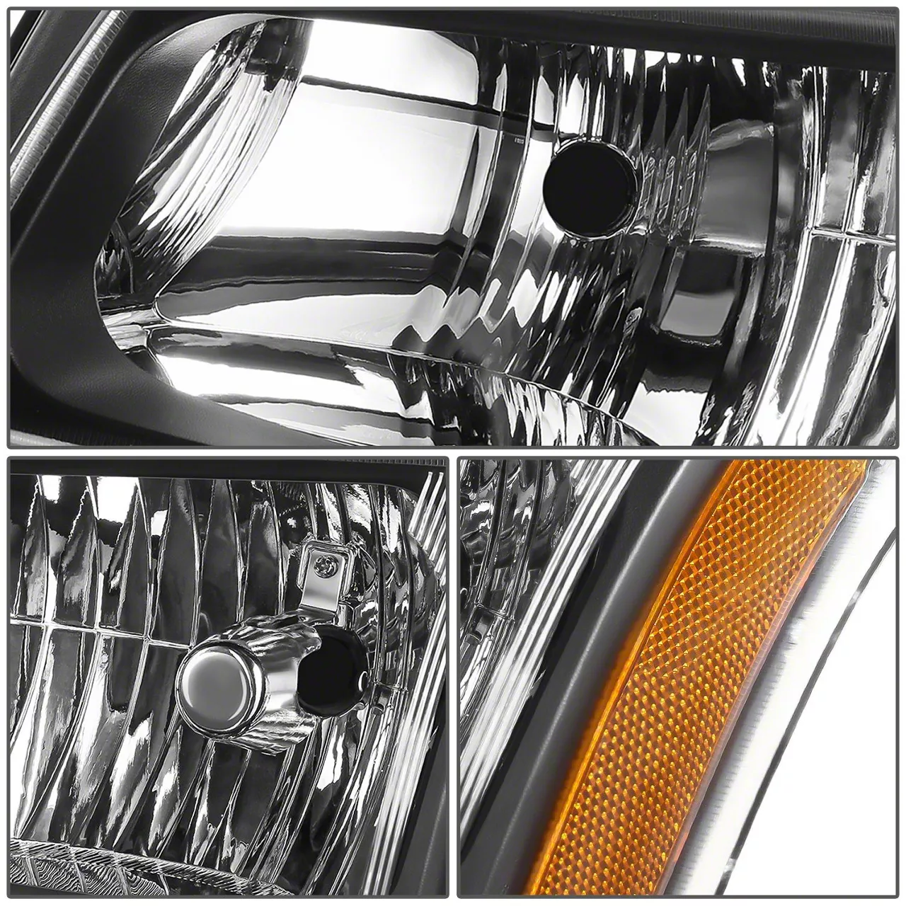 Silverado 3500 Factory Style Headlights with Amber Corners; Black ...
