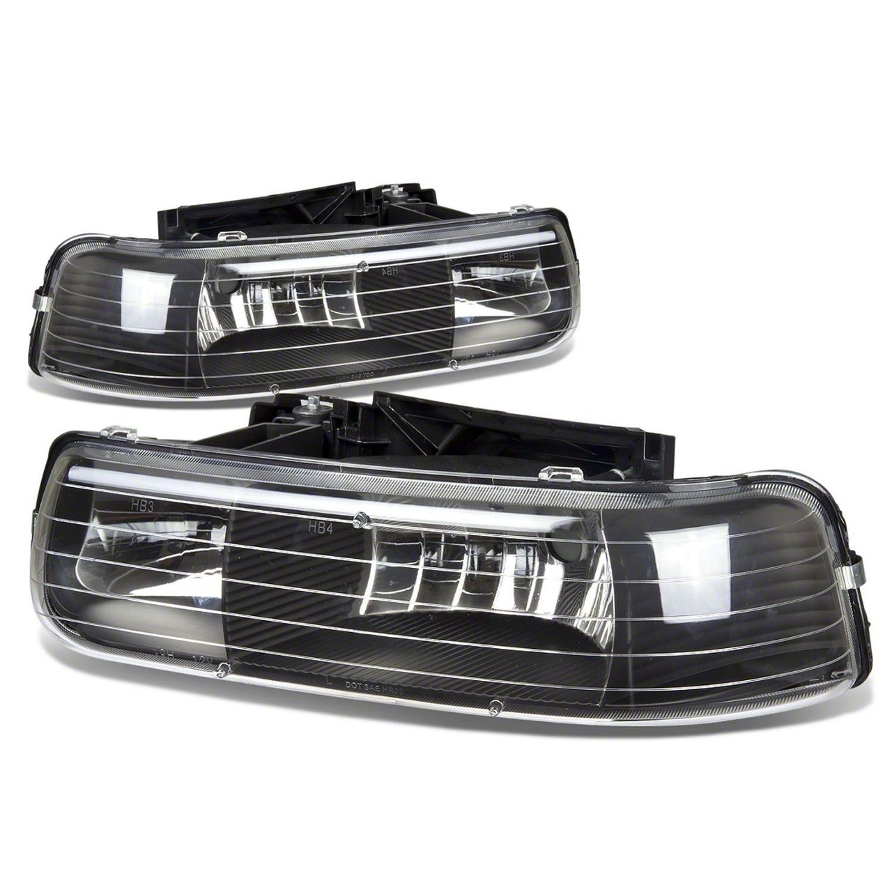 Silverado 3500 Factory Style Headlights; Black Housing; Clear Lens (01 ...