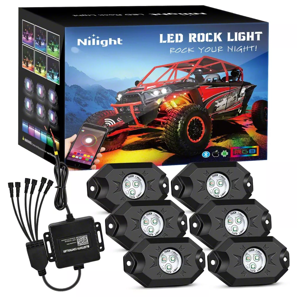 Silverado 3500 LED RGB Rock Lights with Bluetooth Controler; Set of 6 ...