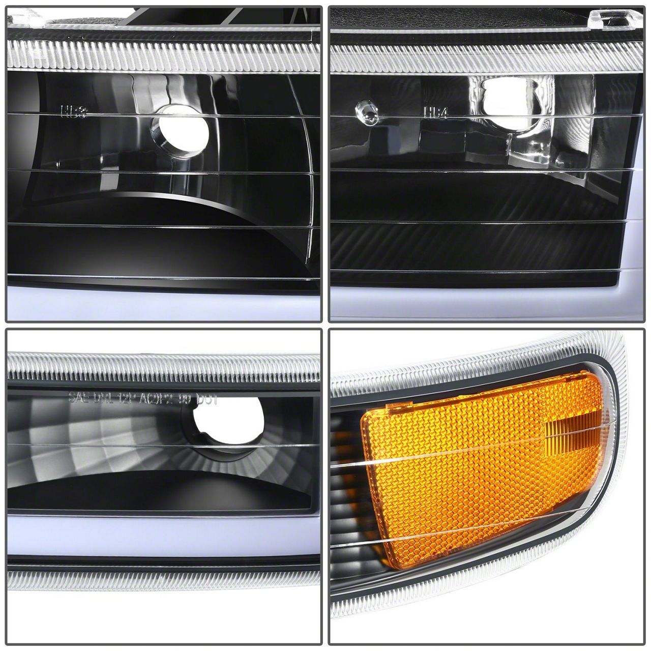 Silverado 3500 LED Switchback Headlights with Amber Corners; Black ...
