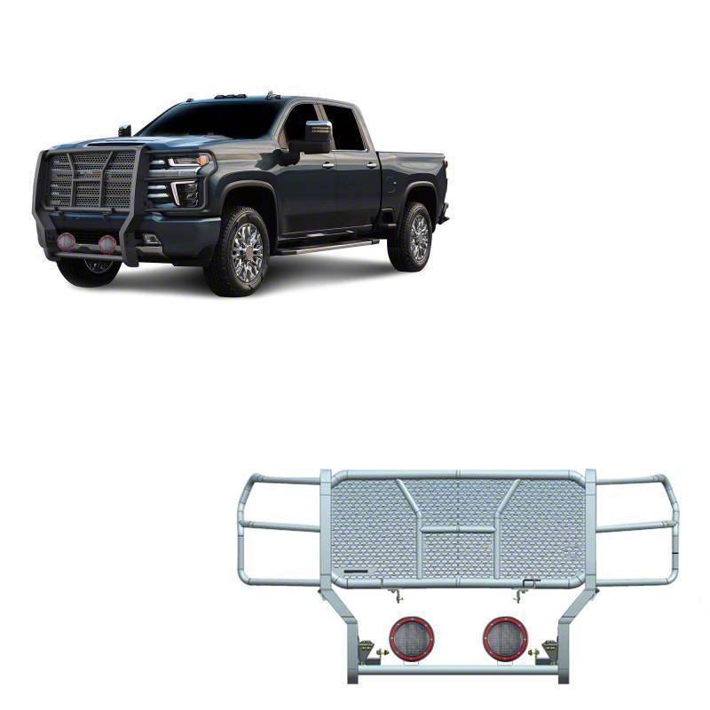 Silverado 3500 Rugged Heavy Duty Grille Guard with 5.30-Inch Red Round ...