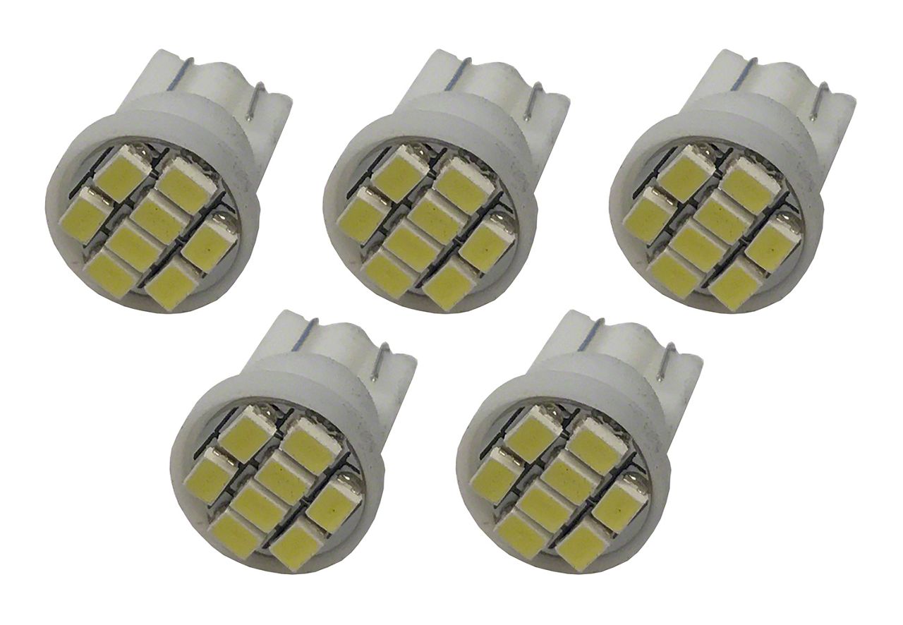 Silverado 3500 T-10 LED 5 Bulb Kit; Clear Lens; White (Universal; Some Adaptation May Be ...