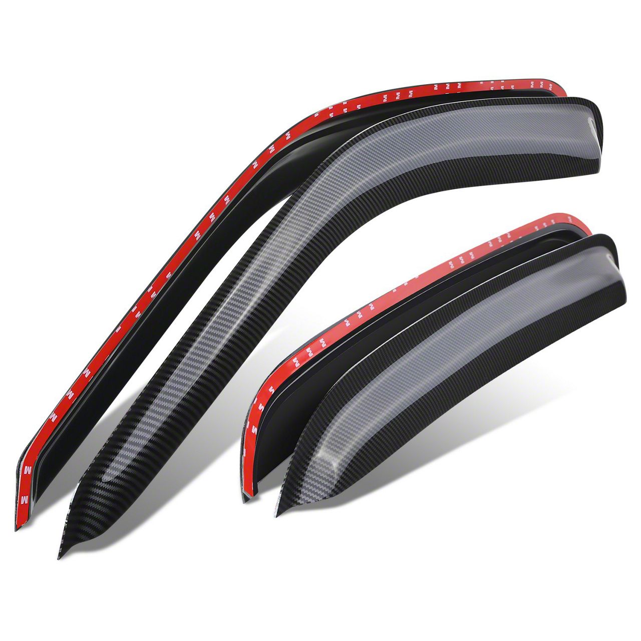 Silverado 3500 Tape-On Front and Rear Window Visors; Carbon Fiber (01 ...
