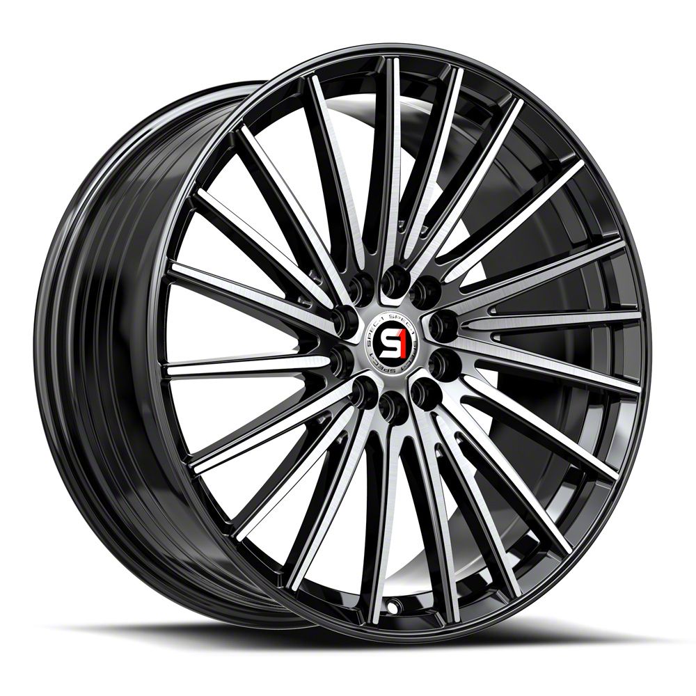 Spec-1 Dakota SP-68 Gloss Black and Machined 5-Lug Wheel; 17x7.5; 42mm ...