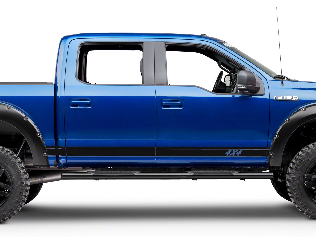 SEC10 F-150 Rocker Stripes with 4x4 Logo; Matte Black T579633 ...