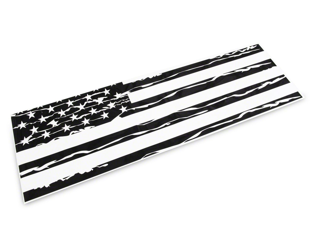 SEC10 RAM 1500 Full Window Distressed American Flag Decal; Matte Black ...