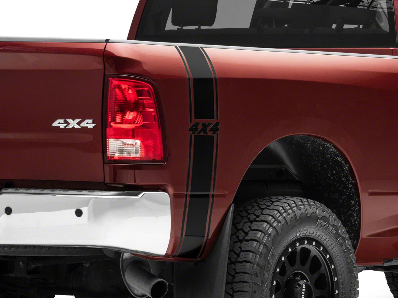 SpeedForm RAM 2500 Rear Vertical Stripe with 4x4 Logo; Matte Black ...