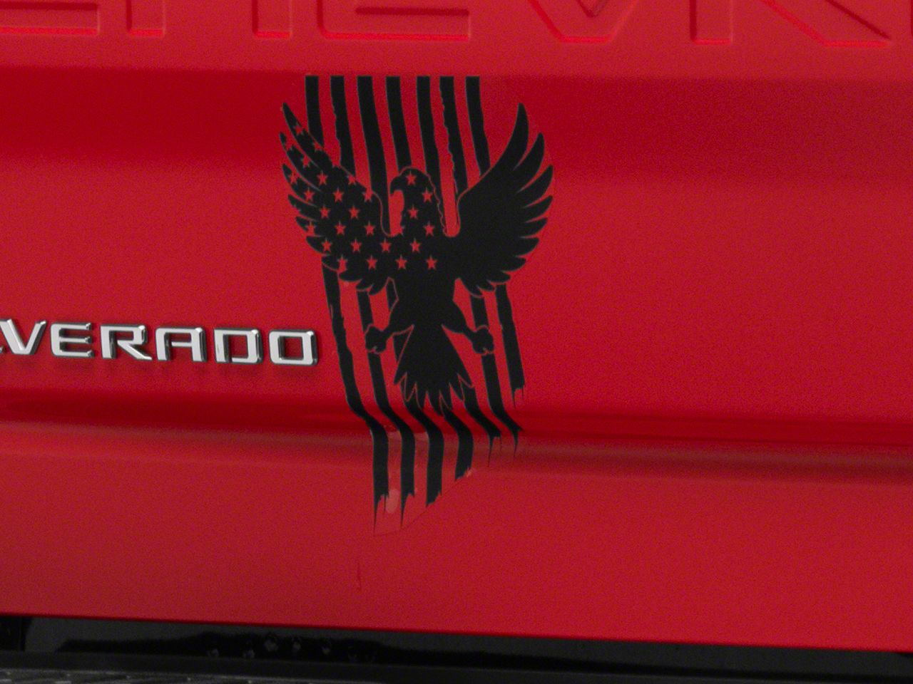 SEC10 Silverado 1500 Eagle Stars and Stripes Decal; Matte Black T580530 ...