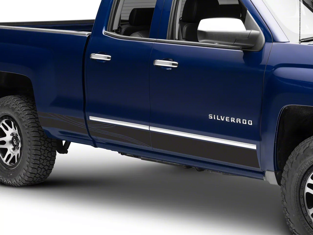 SEC10 Silverado 1500 Rocker Stripe Curves; Matte Black S160906 (99-25 ...