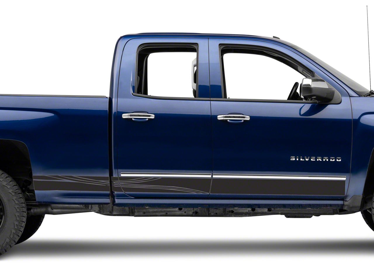 SEC10 Silverado 1500 Rocker Stripe Curves; Matte Black S160906 (99-25 ...