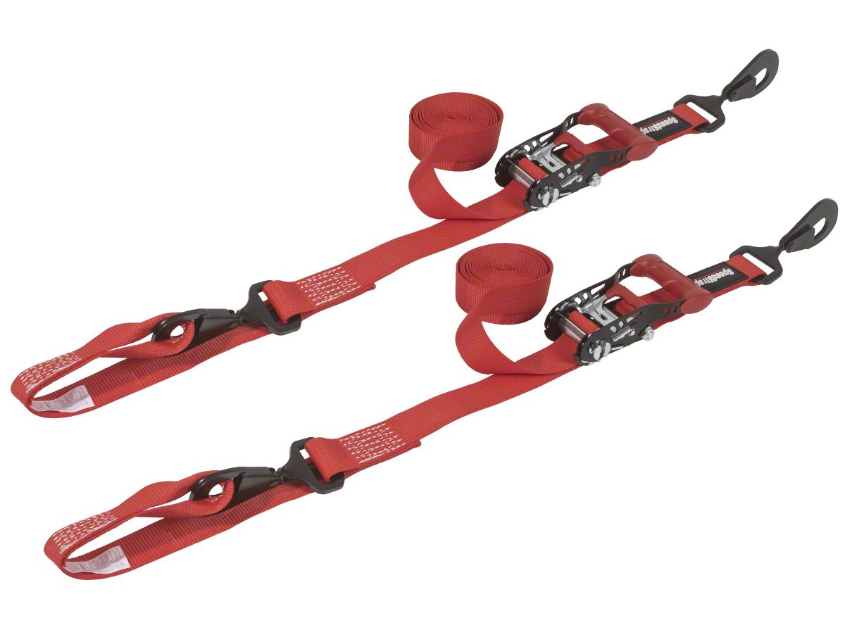 SpeedStrap Silverado 2500 1.50-Inch x 10-Foot Ratchet Tie-Downs with Soft-Tie; Red 15223-2 ...