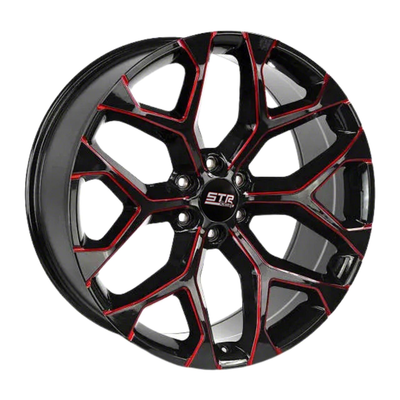 STR Racing Silverado 1500 STR701 Gloss Black Milled Red 6-Lug Wheel ...