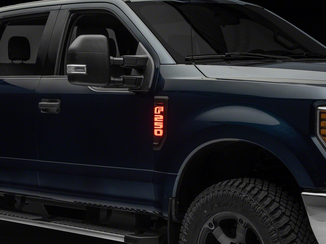F-250 Super Duty Illuminated 2-Piece Emblems; Black Chrome (17-22 F-250 ...