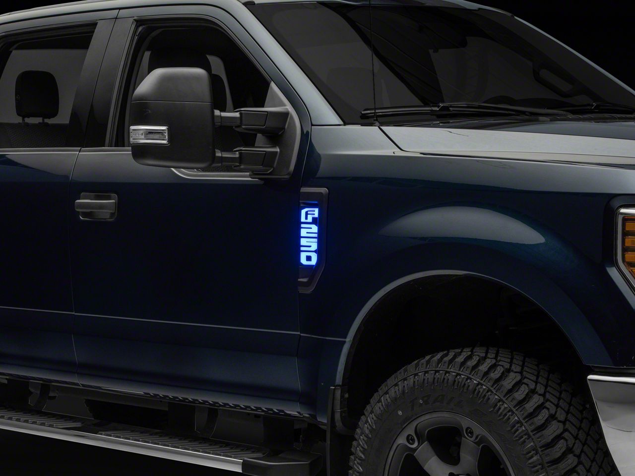 F-250 Super Duty Illuminated 2-Piece Emblems; Black Chrome (17-22 F-250 ...