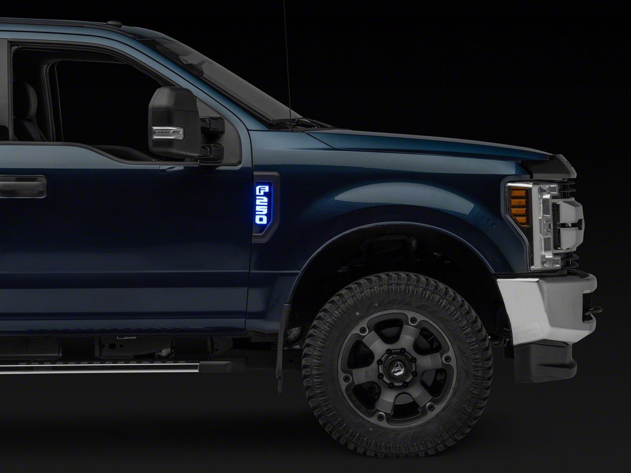 F-250 Super Duty Illuminated 2-Piece Emblems; Black Chrome (17-22 F-250 ...